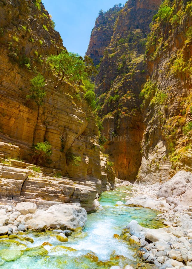 Passage of Famous Samaria Gorge, Crete, Greece Stock Image - Image of ...