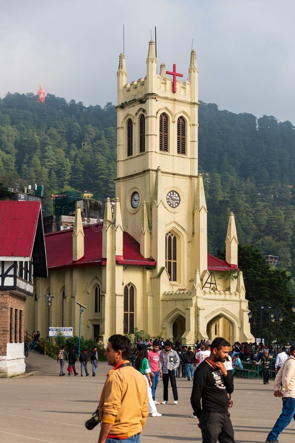 Christ Church Tower and Monkey God Temple Statue, Shimla Himachal ...