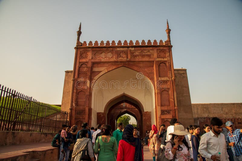 Gateway in the Red Fort, Agra Editorial Stock Image - Image of akbar ...