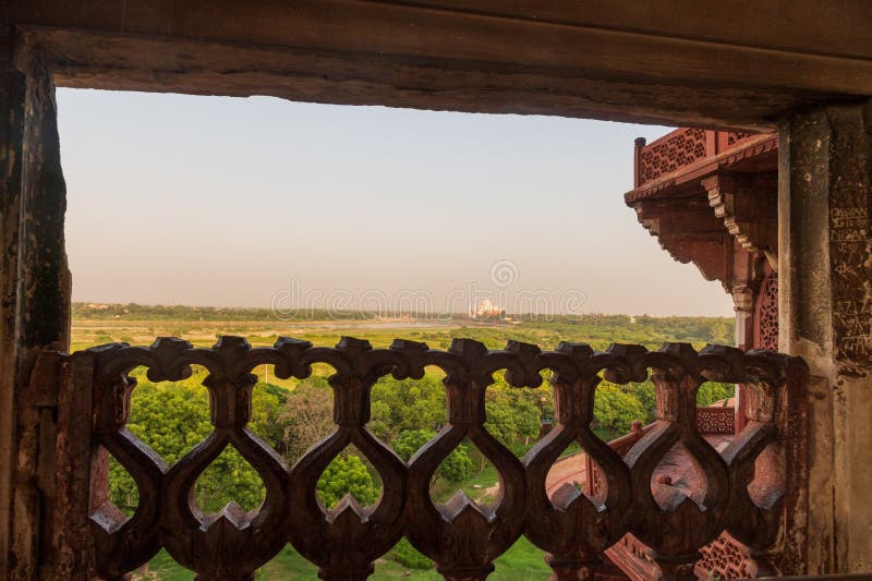 Taj Mahal from the Red Fort, Agra at Sunset Editorial Stock Image ...