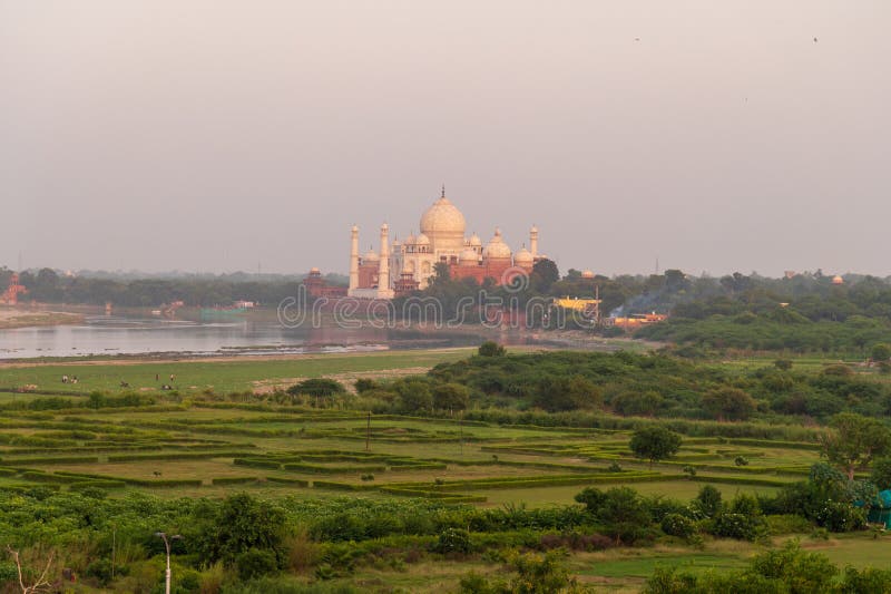 Taj Mahal from the Red Fort, Agra at Sunset Editorial Stock Image ...