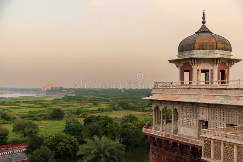 Taj Mahal from the Red Fort, Agra at Sunset Editorial Image - Image of ...