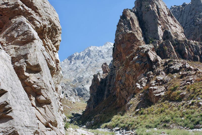 The Passage between Two Rocks in the Mountains Stock Image - Image of ...