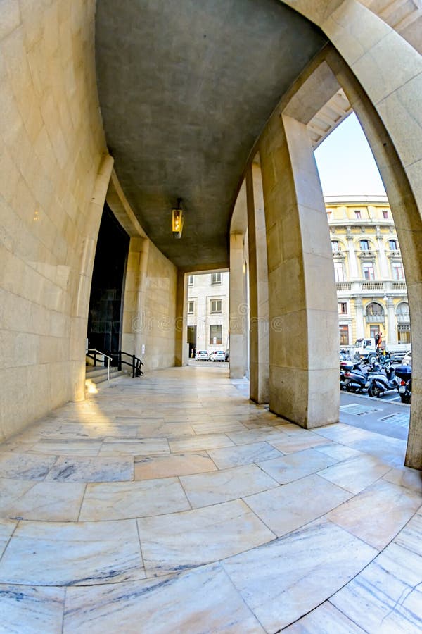 The Passage Under the Arches of the Massive Rectangular Building with ...