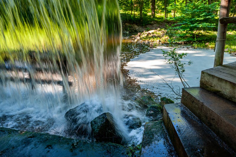 Passage Under an Artificial Waterfall. Wall of Water, Falling Cascade ...