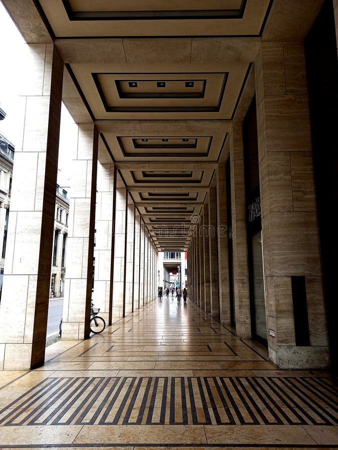 Passage Way with Large Columns on the Sides in Berlin Stock Image ...