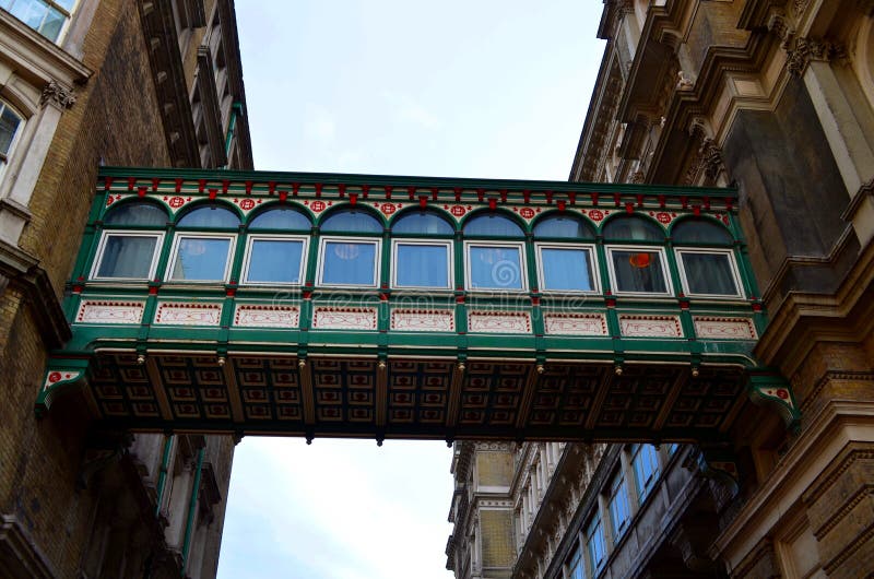 Passageway Connecting Two British Buildings with Arch Windows Stock ...