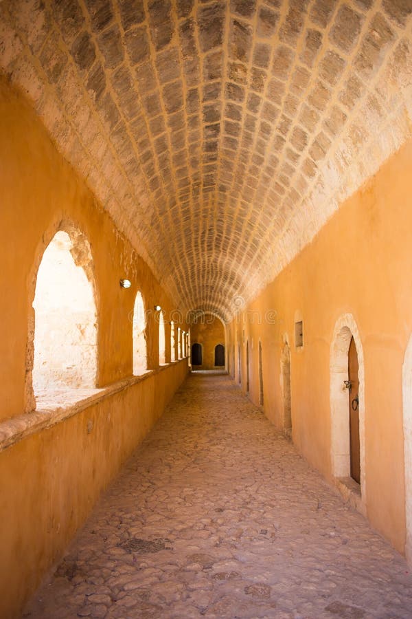 Passageway in the West Gate at the Arkadi Monastery, Arkadi, Crete ...
