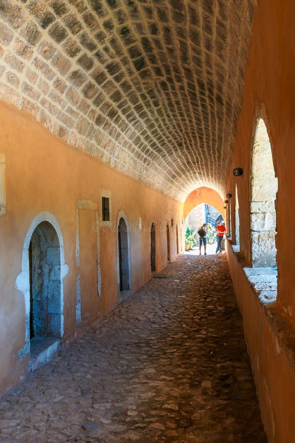 Passageway in the West Gate at the Arkadi Monastery, Arkadi, Crete ...