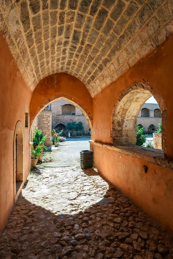 Passageway in the West Gate at the Arkadi Monastery, Crete Stock Image ...