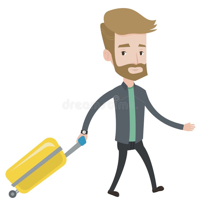 Passagier, Der Mit Koffer Geht Vektor Abbildung - Illustration von ...