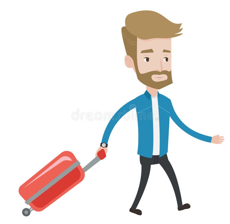 Passagier, Der Mit Koffer Geht Vektor Abbildung - Illustration von ...