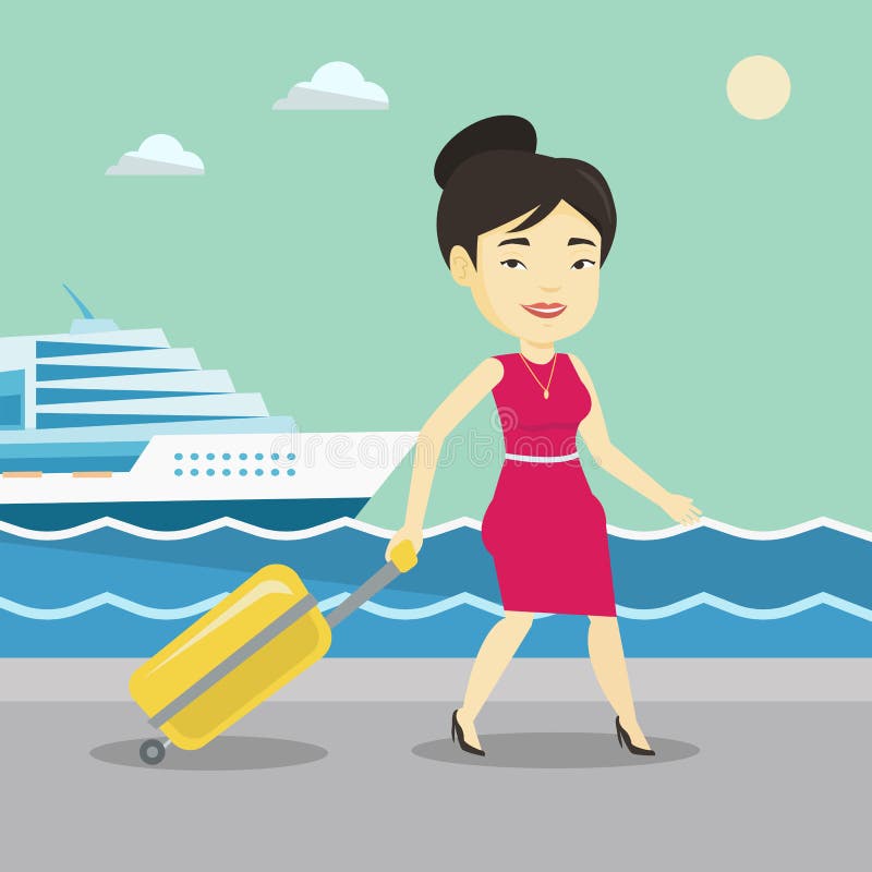 Passagier Mit Dem Koffer, Der Zum Bord Geht Vektor Abbildung ...