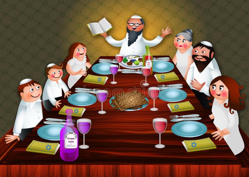 Passahfest-Familien-Mahlzeit Stock Abbildung - Illustration von ...