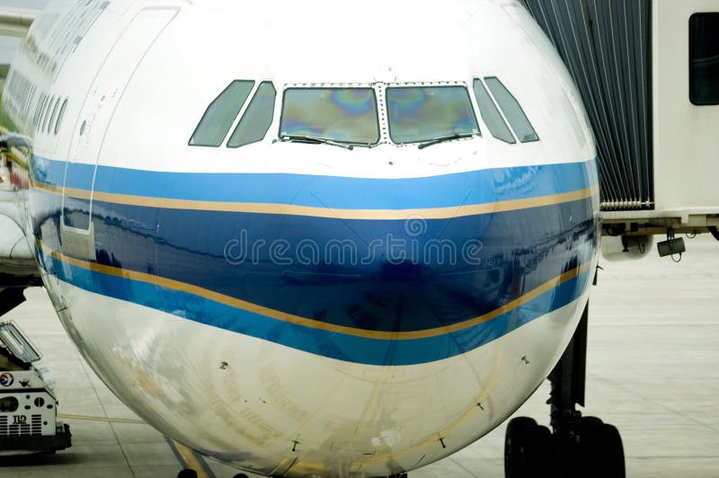 Plane and Head Cloud Shape on Blue Sky Stock Photo - Image of working ...