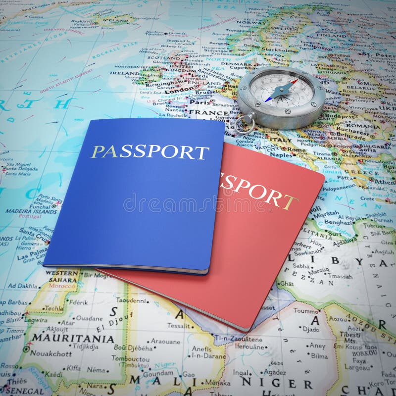 Passaportes em um mapa foto de stock. Imagem de curso - 37908620