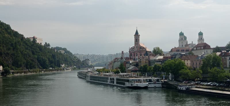 Passau, Germany. Panoramic View of Passau Stock Image - Image of town ...