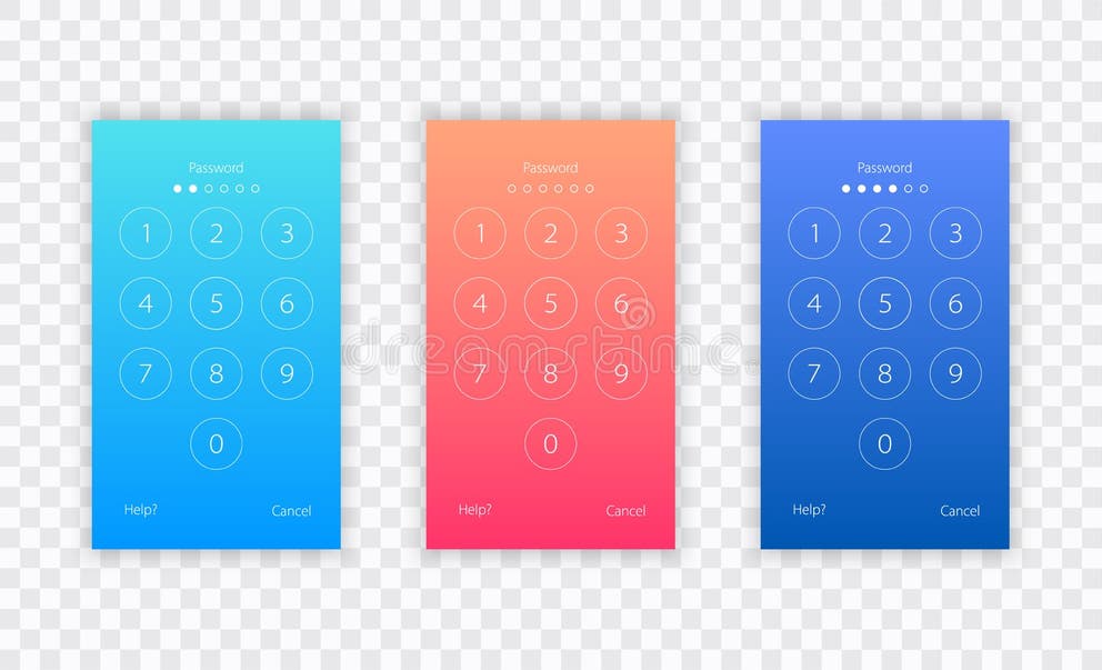 Passcode Interface for Lock Screen, Login or Enter Password Pages. Vector Phone ID Recognition ...