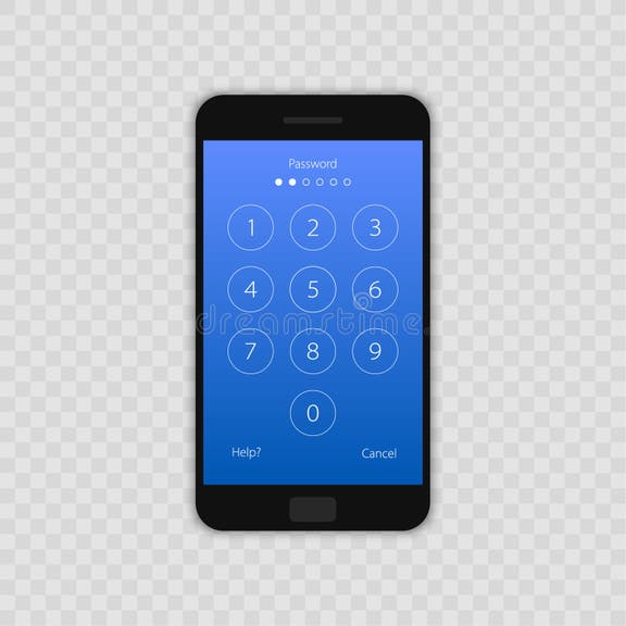 Passcode Interface for Lock Screen, Login or Enter Password Pages. Vector Phone ID Recognition ...