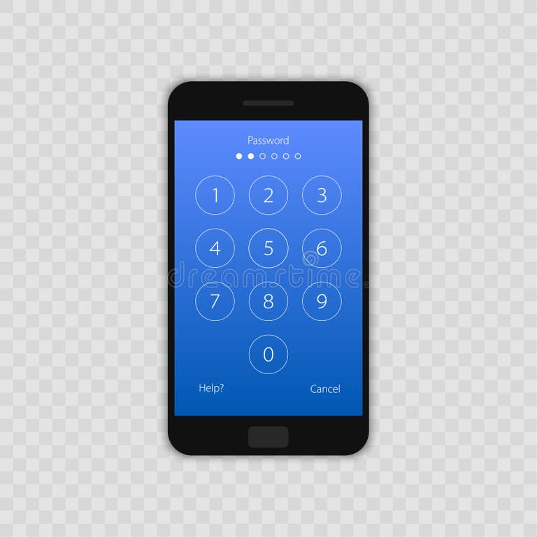 Passcode Interface for Lock Screen, Login or Enter Password Pages. Vector Phone ID Recognition ...