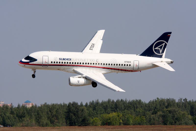 Passenger Aircraft Sukhoi Superjet-100. Editorial Image - Image of ...