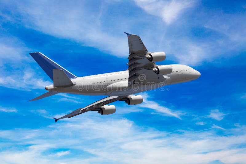 Passenger Double Decker Aircraft View from Behind Stock Image - Image ...