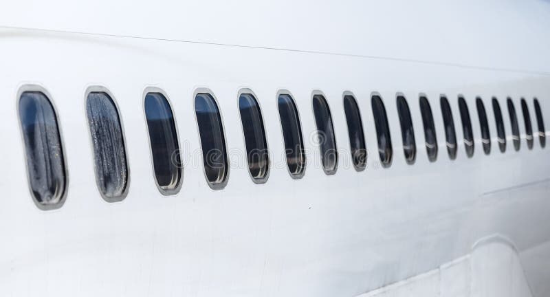 Passenger Aircraft Windows. View with Perspective from Outside. Stock ...