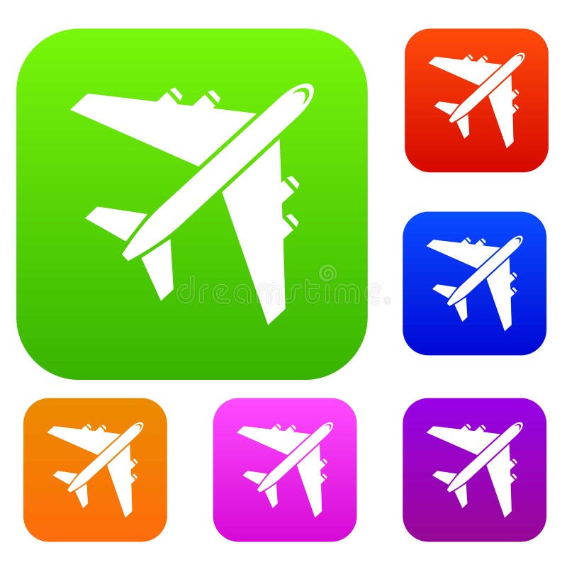 Passenger Airliner Set Collection Stock Vector - Illustration of ...