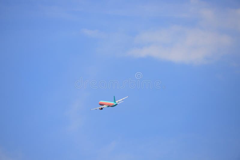 Passenger Airliner Take Off and Flies in the Sky Stock Image - Image of ...