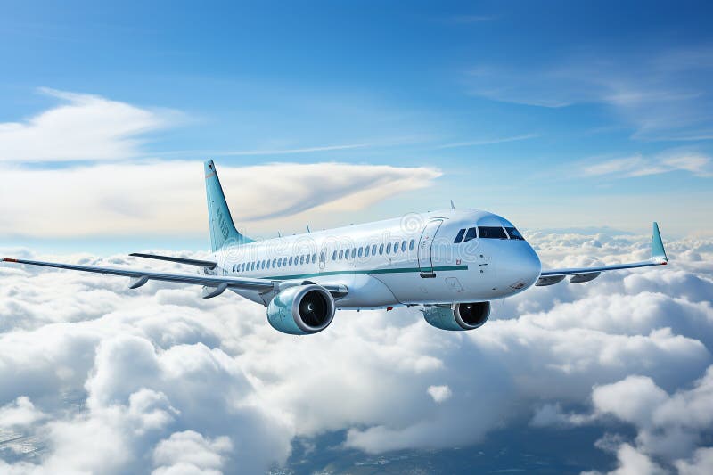 Passenger Airplane Flying with Beautiful Sky Stock Photo - Image of ...