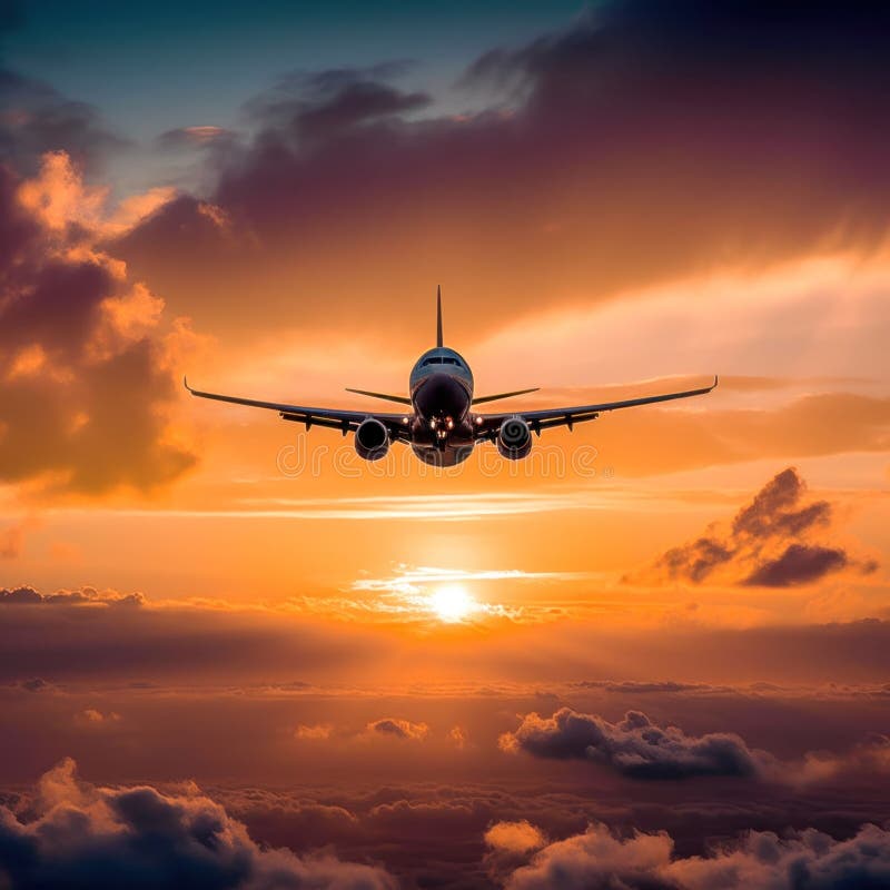 Passenger Airplane Landing on Runway in Airport Stock Illustration ...