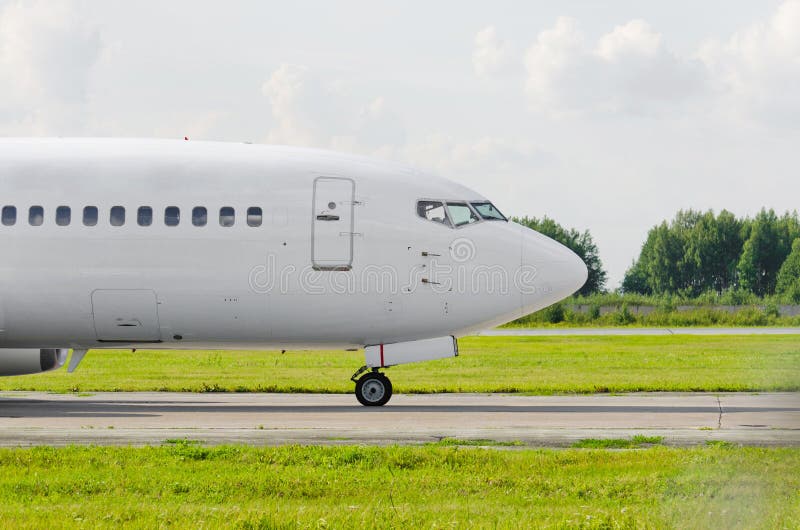 Passenger Airplane Portholes Nose Cockpit, Side View Stock Image ...