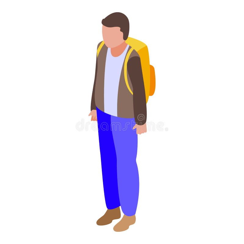 Passenger Man with Backpack Walking To Airport Vector Illustration ...