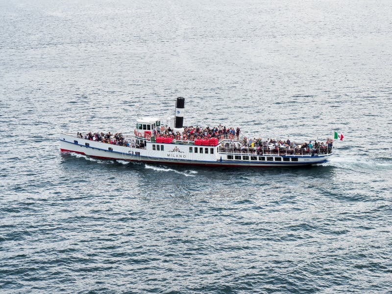 Passenger Boat on Lake Como Editorial Stock Image - Image of mountain ...