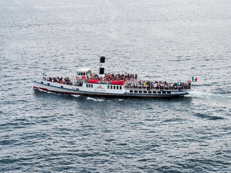 Passenger Boat on Lake Como Editorial Stock Image - Image of city ...