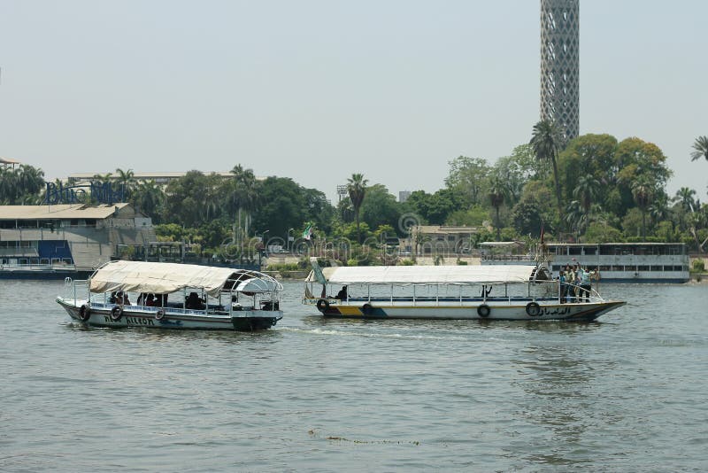 Passenger Boats Sailing Nile River, Cairo, Egypt Editorial Photography ...