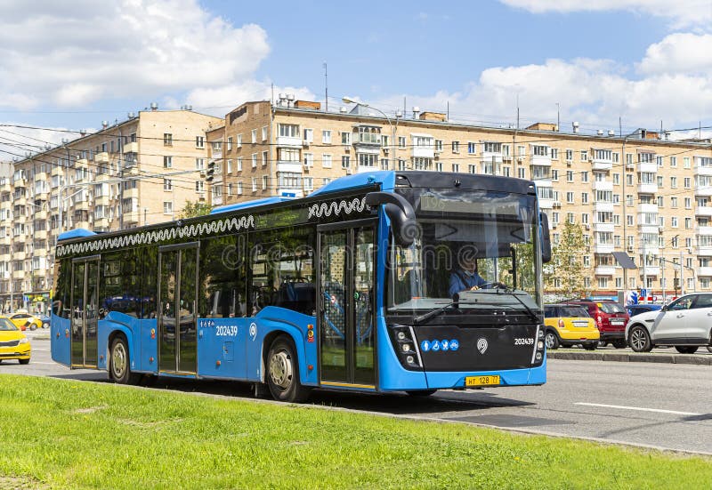 The Passenger Bus Goes Along the Route. Moscow, Russia Editorial Image ...