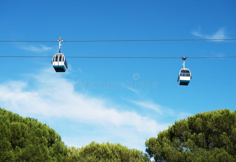 Passenger Cable Way Cabins in the Sky. Stock Photo - Image of cableway ...