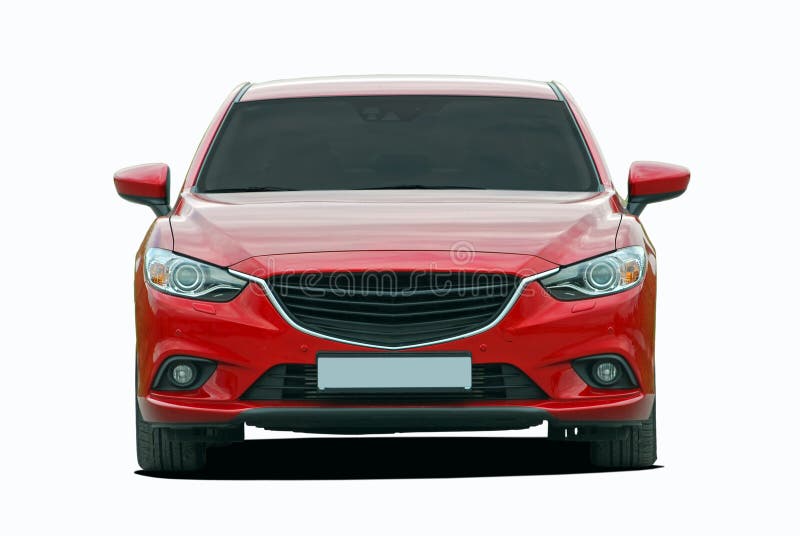 Modern Compact Red Car - Front View Stock Illustration - Illustration ...