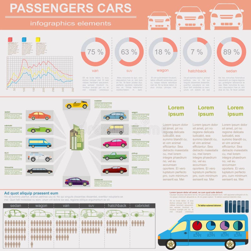 Passenger Car, Transportation Infographics Stock Vector - Illustration ...