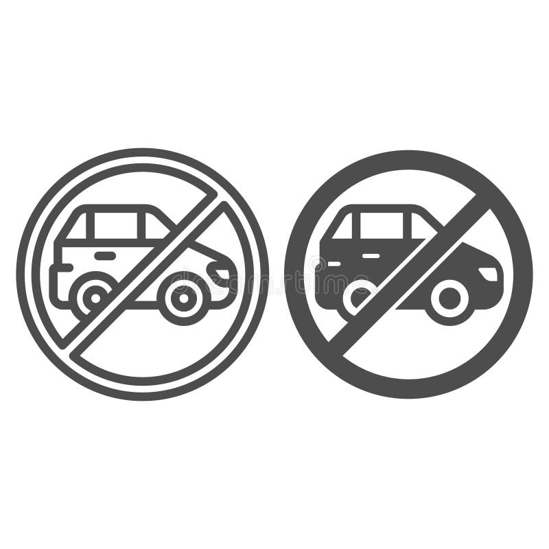 Passenger Car Vehicle Ban Line and Solid Icon, Prohibited Elements ...