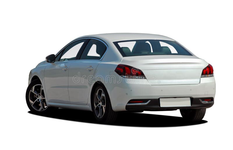 Passenger Car on White Background, Back View Stock Image - Image of ...