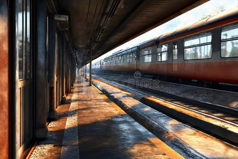 Passenger Carriages of Train Stands at a Suburban Rail Station Stock ...