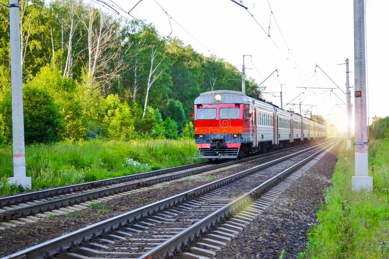 Passenger Commuter Train in Motion. Russia Stock Photo - Image of ...