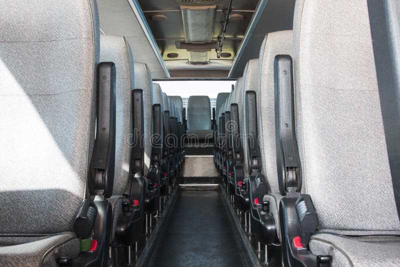 Passenger Compartment of a Big Shuttle Bus Stock Image - Image of ...