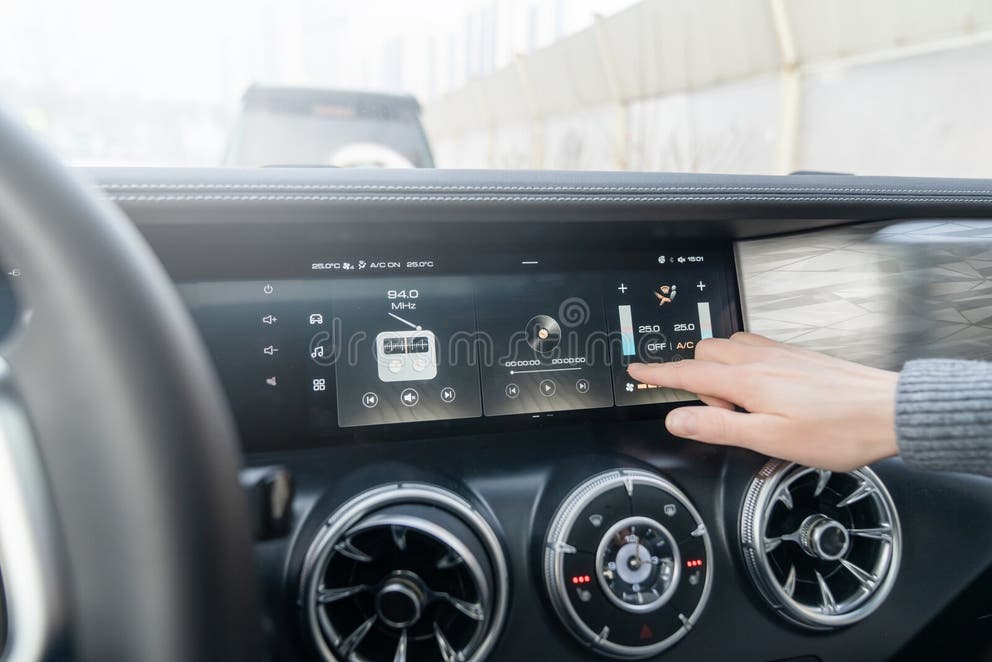The Passenger Controls the Temperature in the Car Interior with His ...