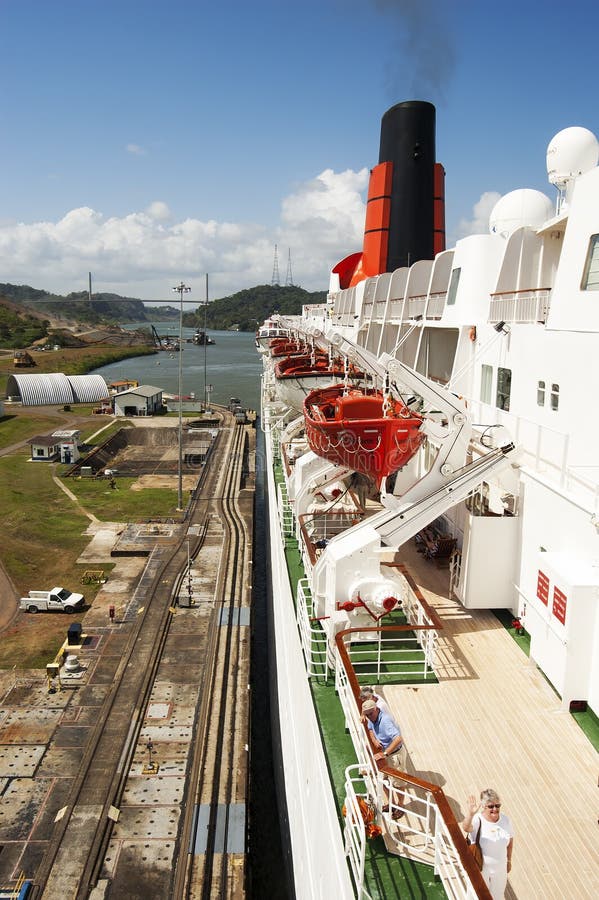 Passenger Cruise Ship Passing in the Panama Canal Gatun Locks ...