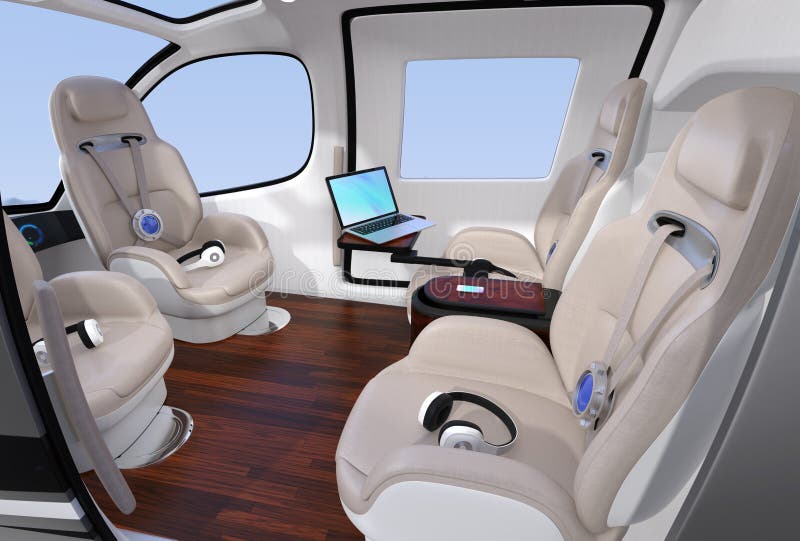 Passenger Drone Interior with Front Passenger Seats Turned Backward ...