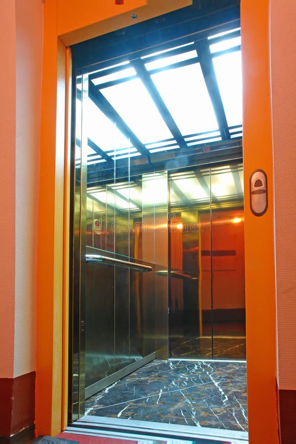 Passenger elevator cabin stock photo. Image of glass - 91553288