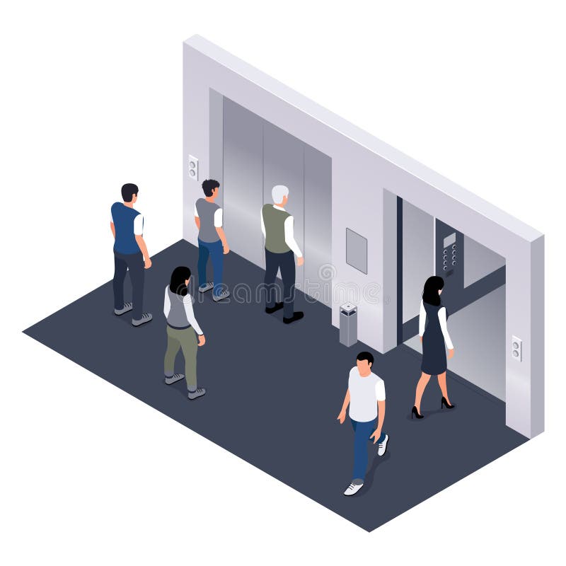 Passenger Elevators Isometric Composition Stock Vector - Illustration ...